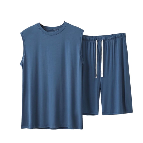 BLCHUNen Men 2 Piece Outfits Pajamas Set Plus Size Crew Neck Tank Tops ...