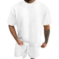 BLCHUNen Men 2 Piece Outfits Short Sleeve Tops Drawstring Shorts Summer ...