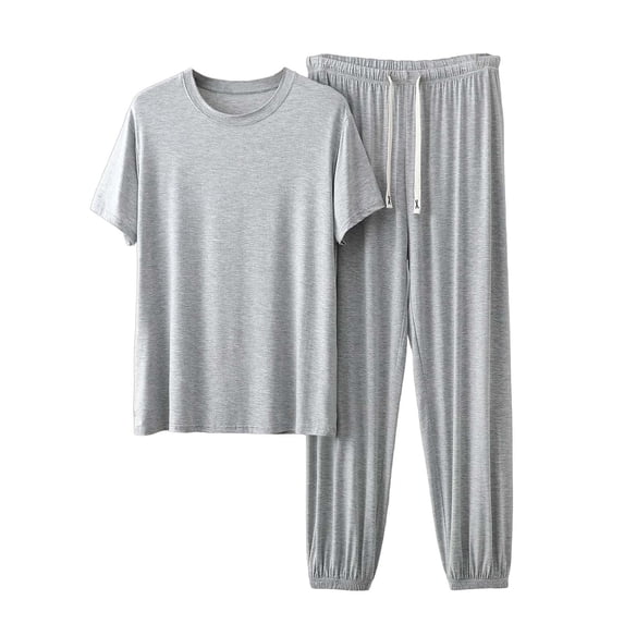 BLCHUNen Mens Pajamas Set Plus Size Loungewear Short Sleeve Casual Tees ...