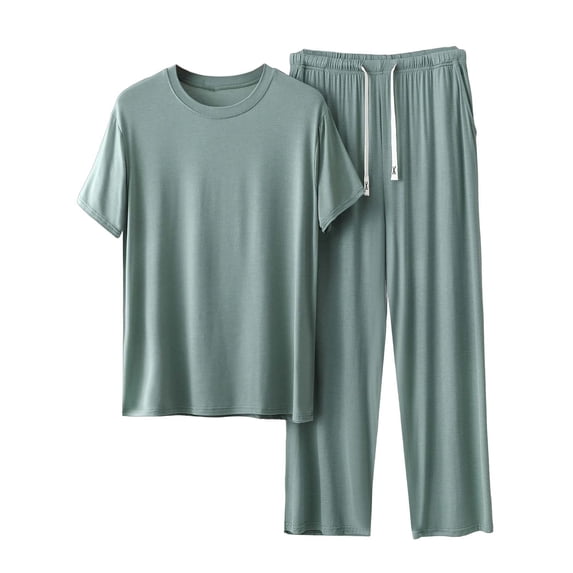 BLCHUNen Mens Pajamas Set Plus Size Loungewear Short Sleeve Casual Tees ...