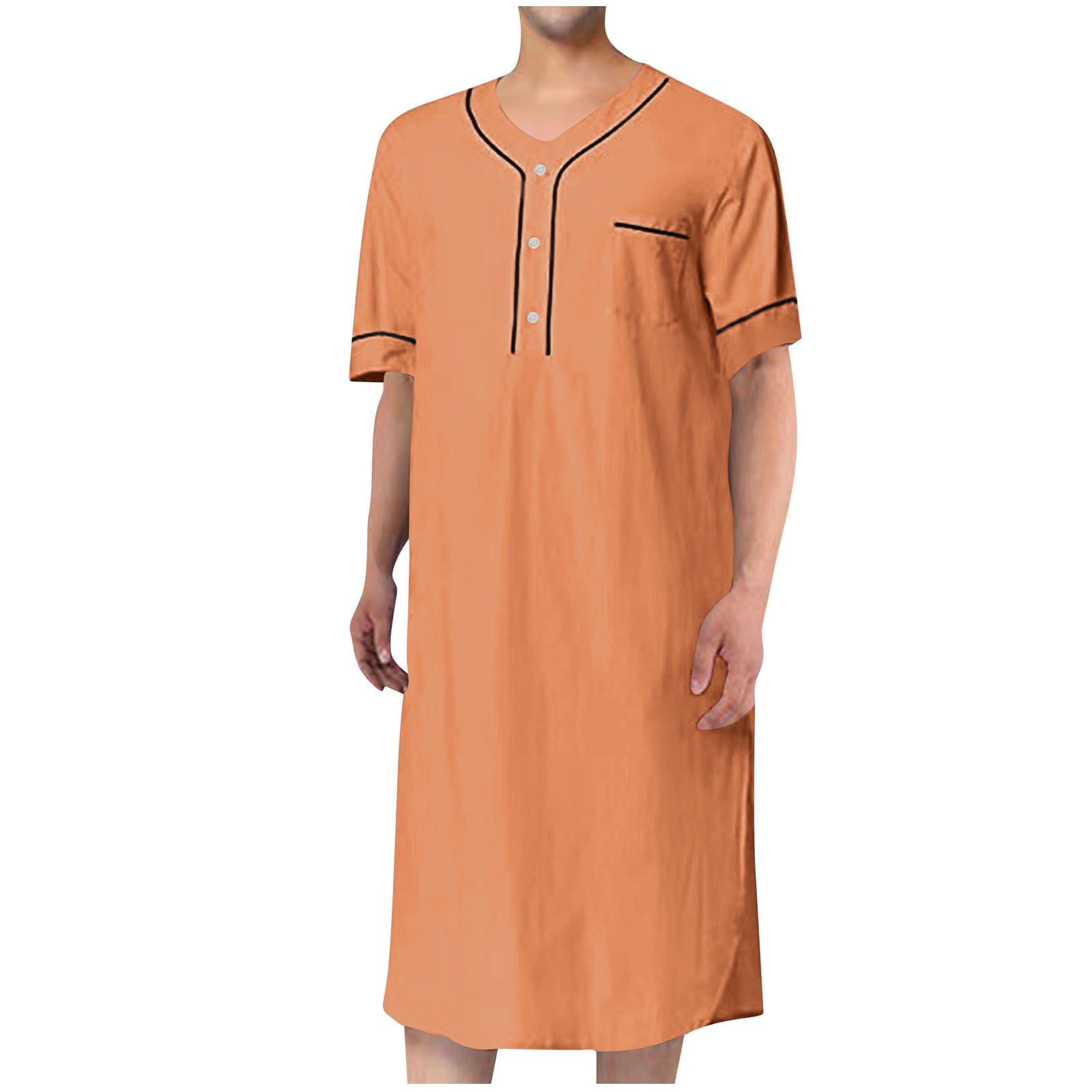 BLCHUNen Mens Summer Outfits 1 Piece Nightgown Button V Neck Short ...