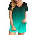 BLCHUNen Pajama Sets for Women 2 Piece V Neck Stretchy Tees Loose ...