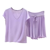 BLCHUNen Pajamas for Women Set Cap Sleeve V Neck Tops Drawstring Loose ...