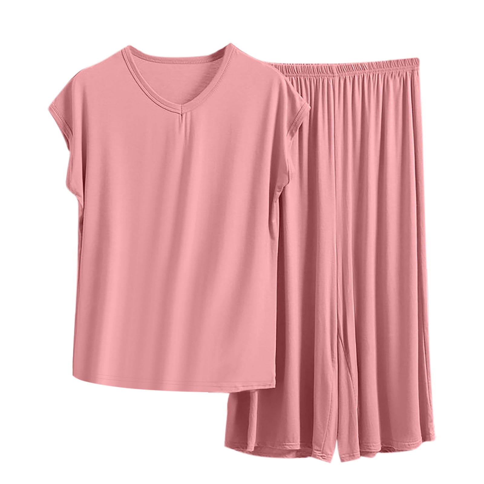 BLCHUNen Pajamas for Women Set Plus Size Summer Outfits Cap Sleeve Tops ...