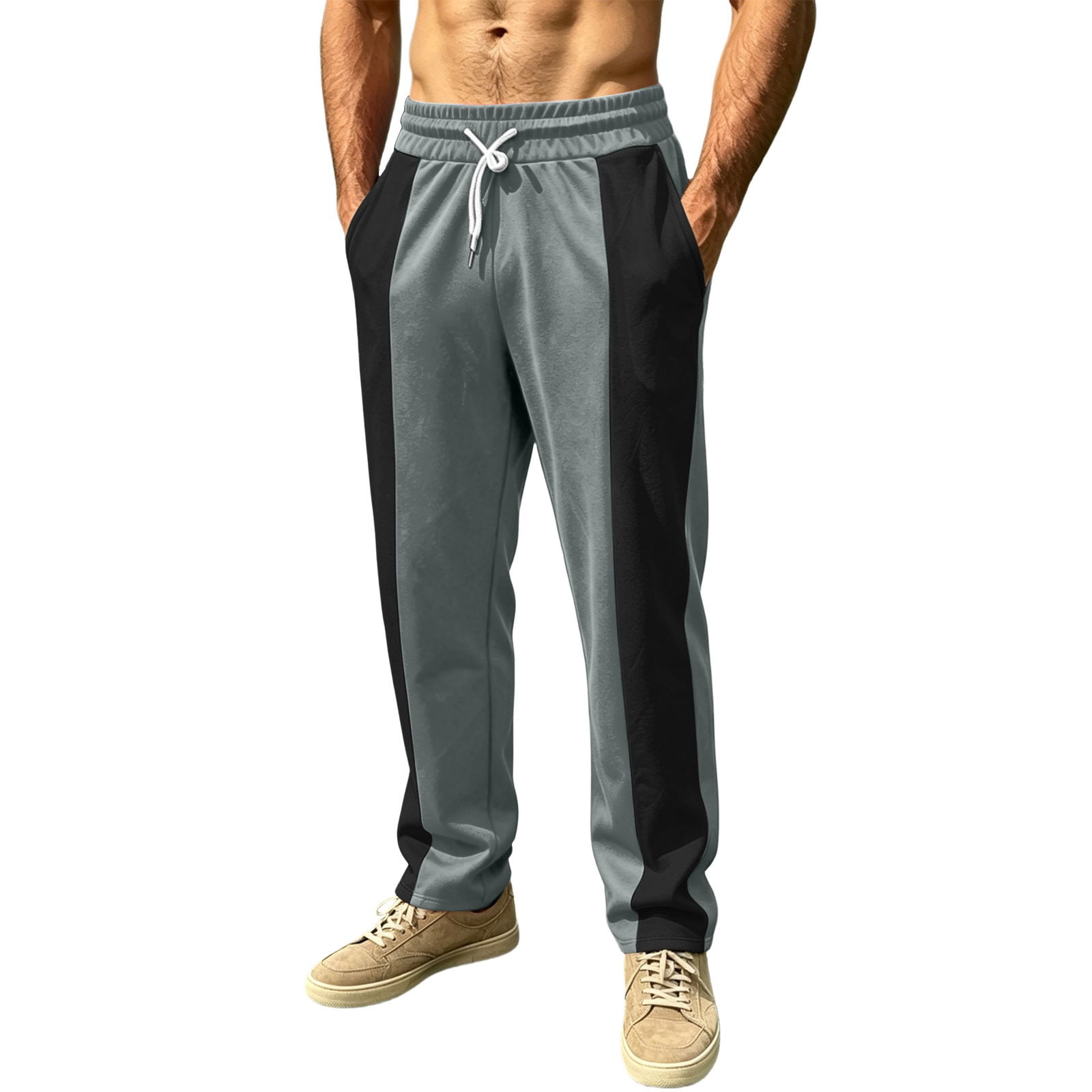 BLCHUNen Pants for Men Color Block Straight Leg Casual Running Pants ...