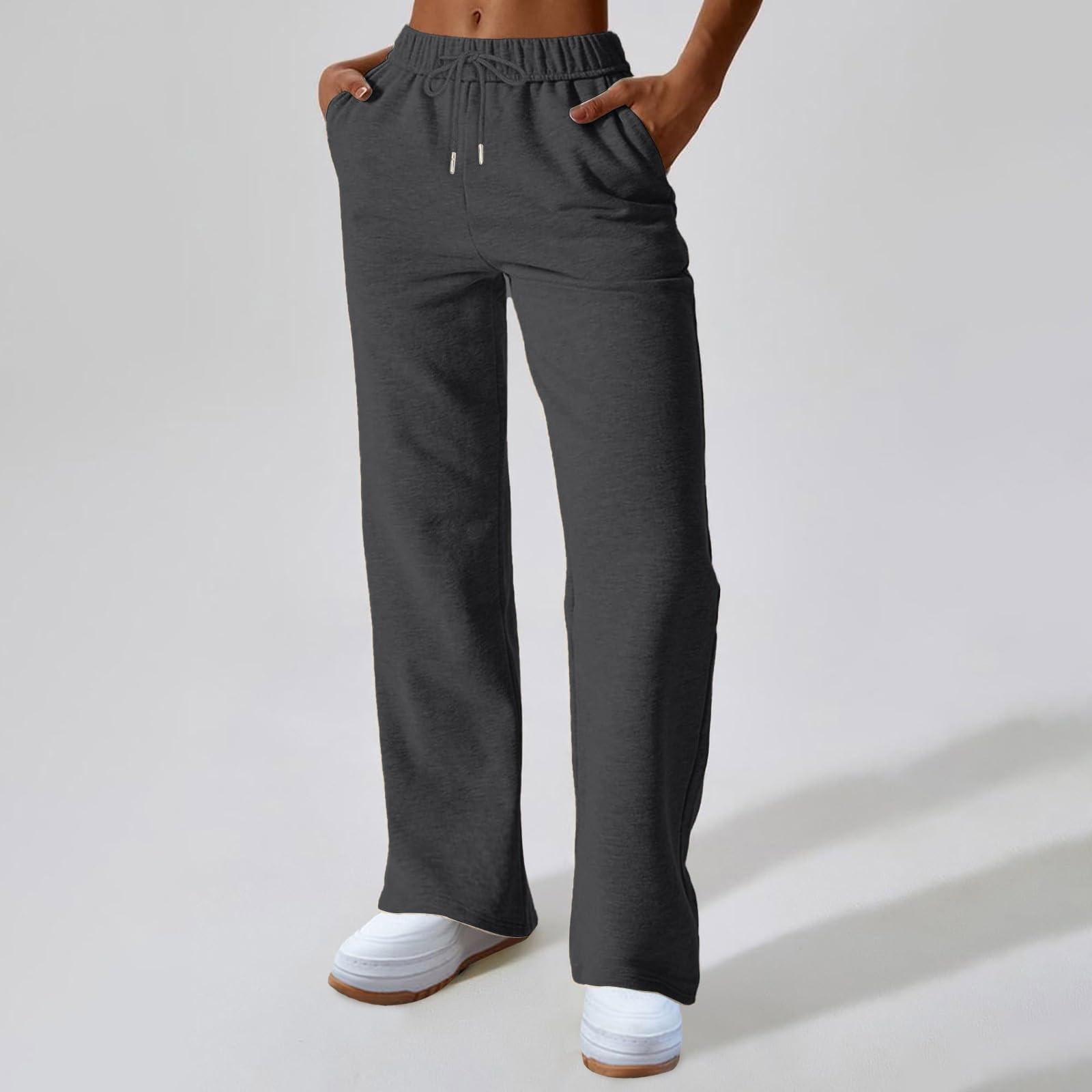 BLCHUNen Pants for Women Casual Drawstring Elastic Waist Loose ...