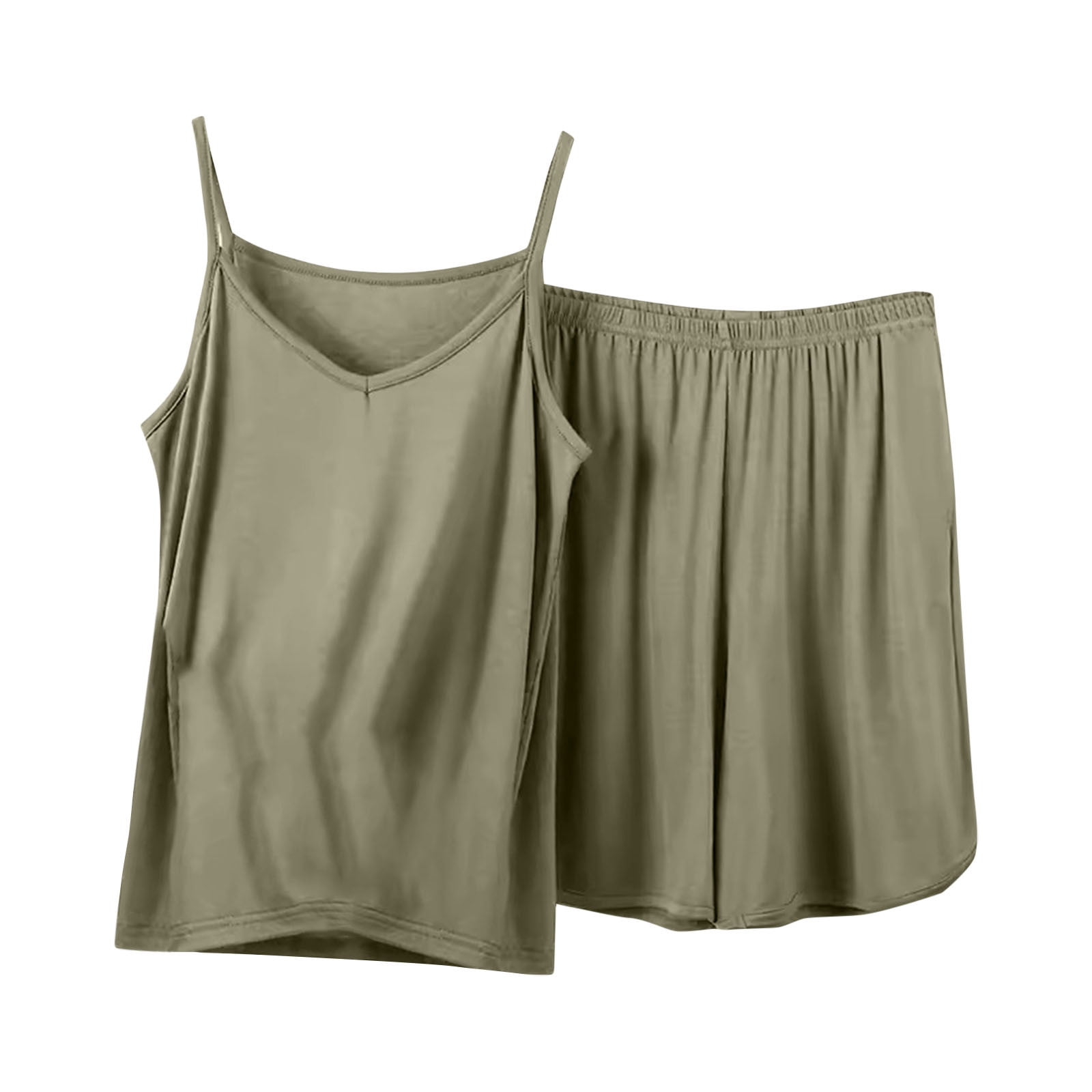 BLCHUNen Plus Size Short Sets for Women Pajamas Spaghetti Strap V Neck ...