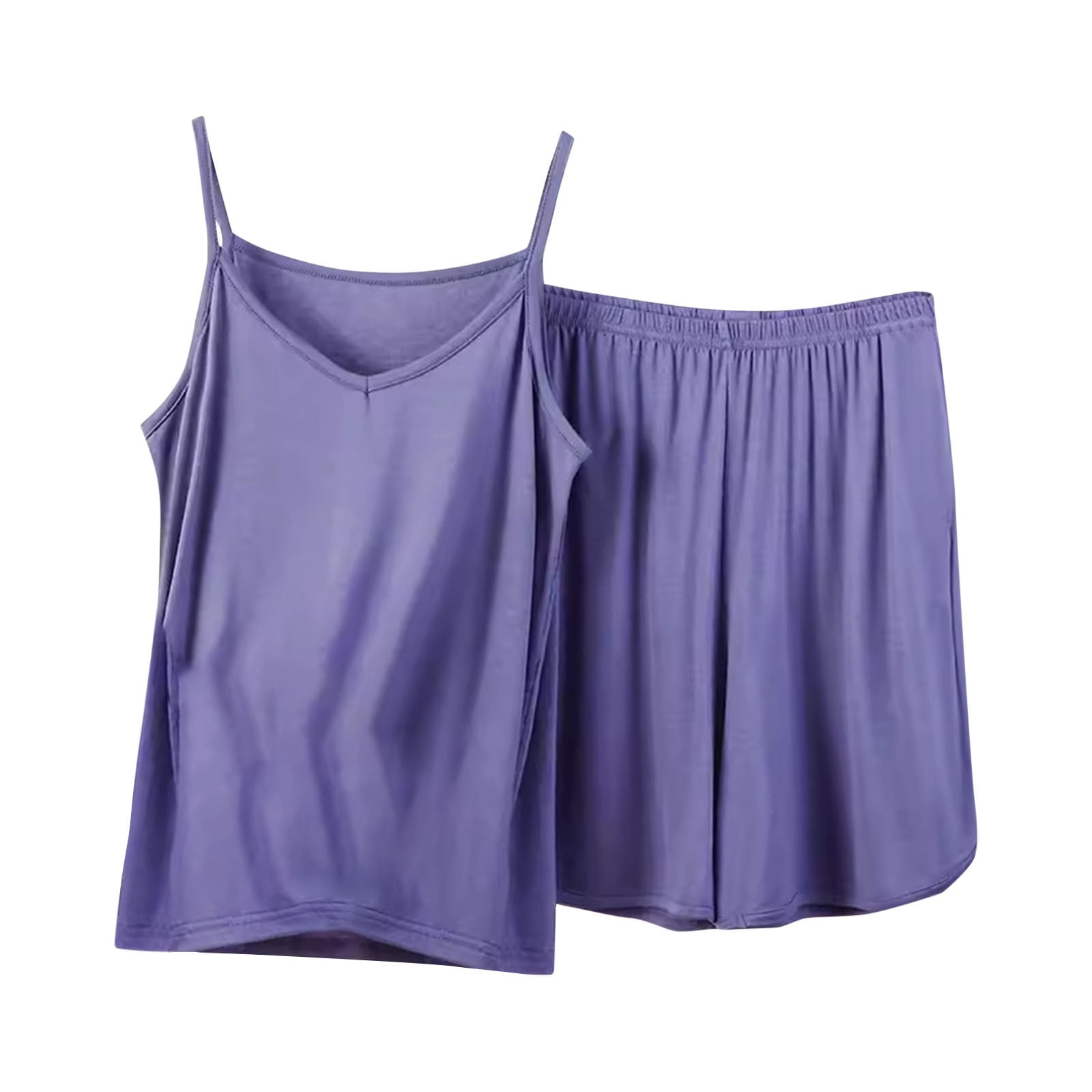 BLCHUNen Plus Size Short Sets for Women Pajamas Spaghetti Strap V Neck ...