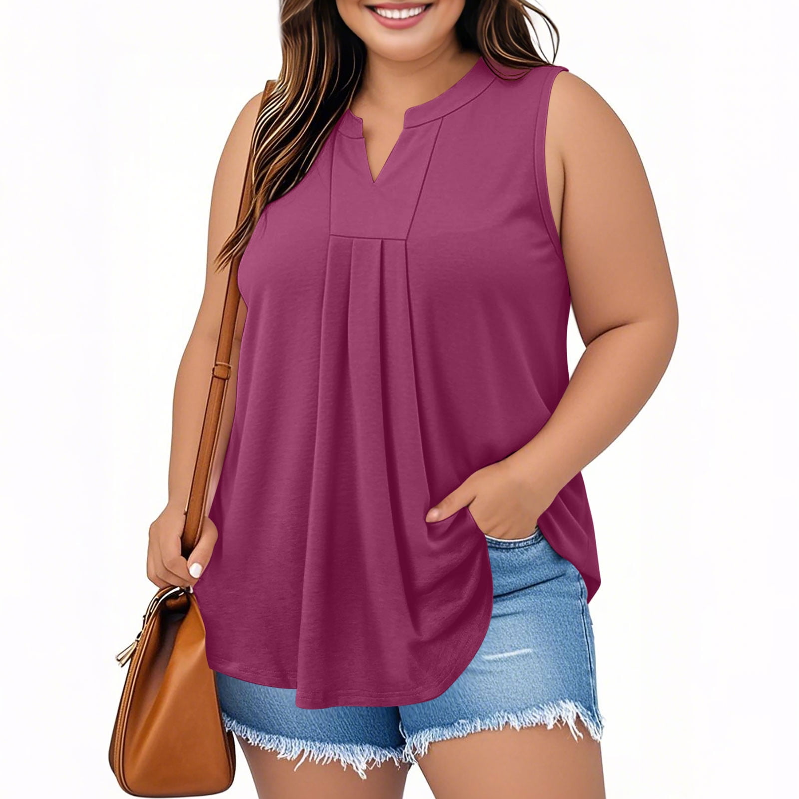 BLCHUNen Plus Size Tank Tops for Women Pullover V Neck Loose Breathable ...