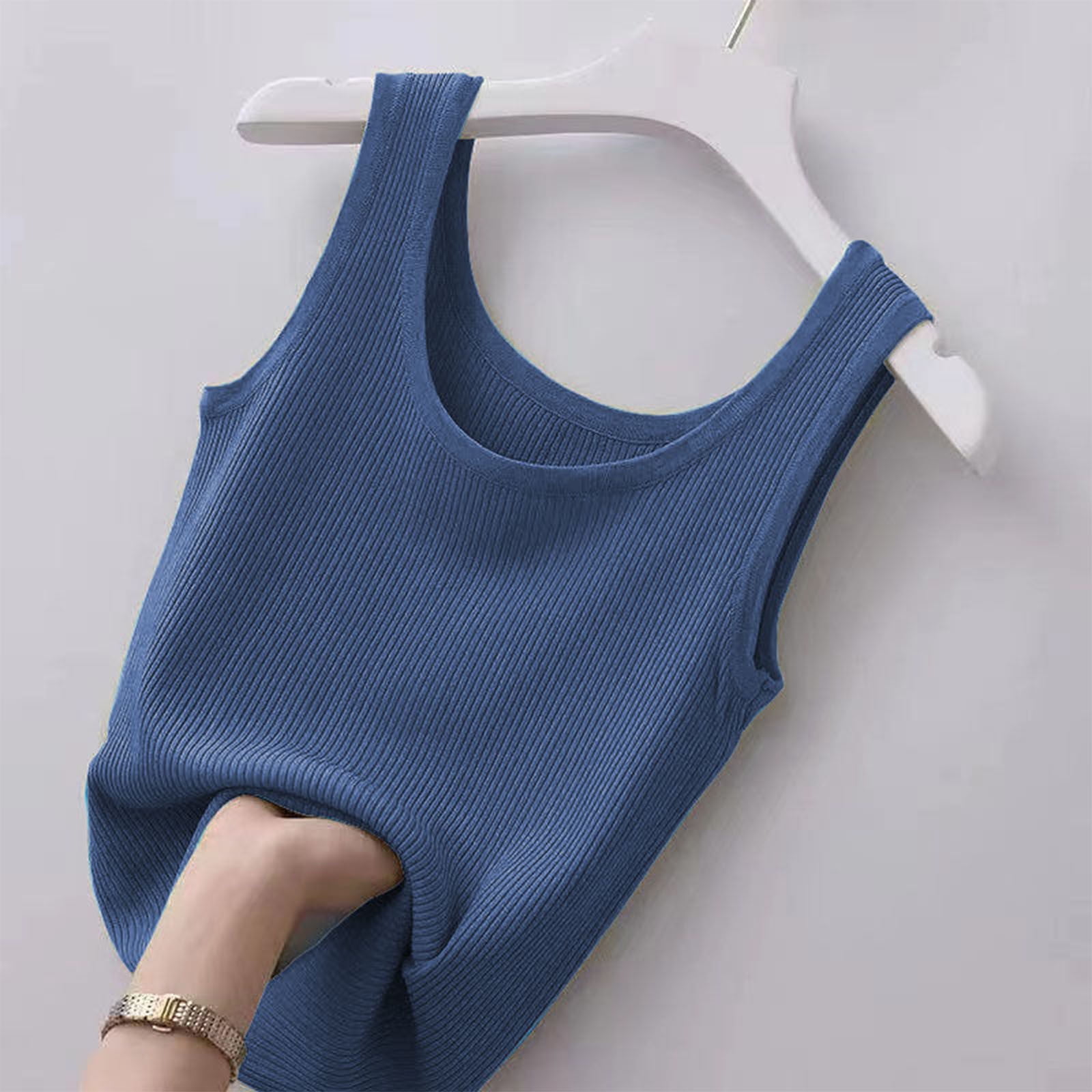 BLCHUNen Ribbed Tank Tops for Women Casual Sleeveless Crew Neck ...