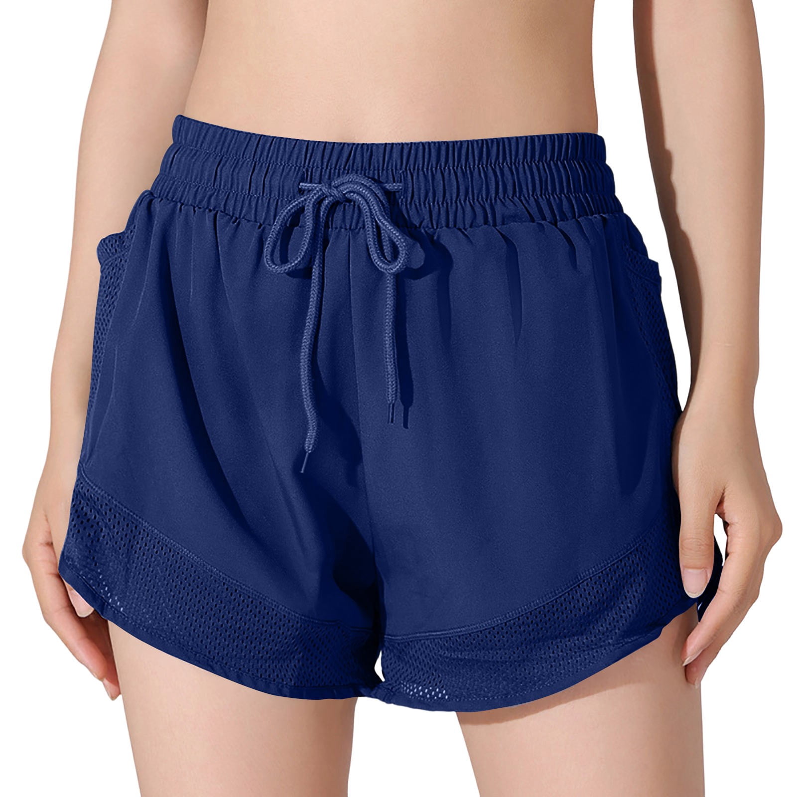 BLCHUNen Running Shorts for Women Drawstring Elastic High Waisted ...