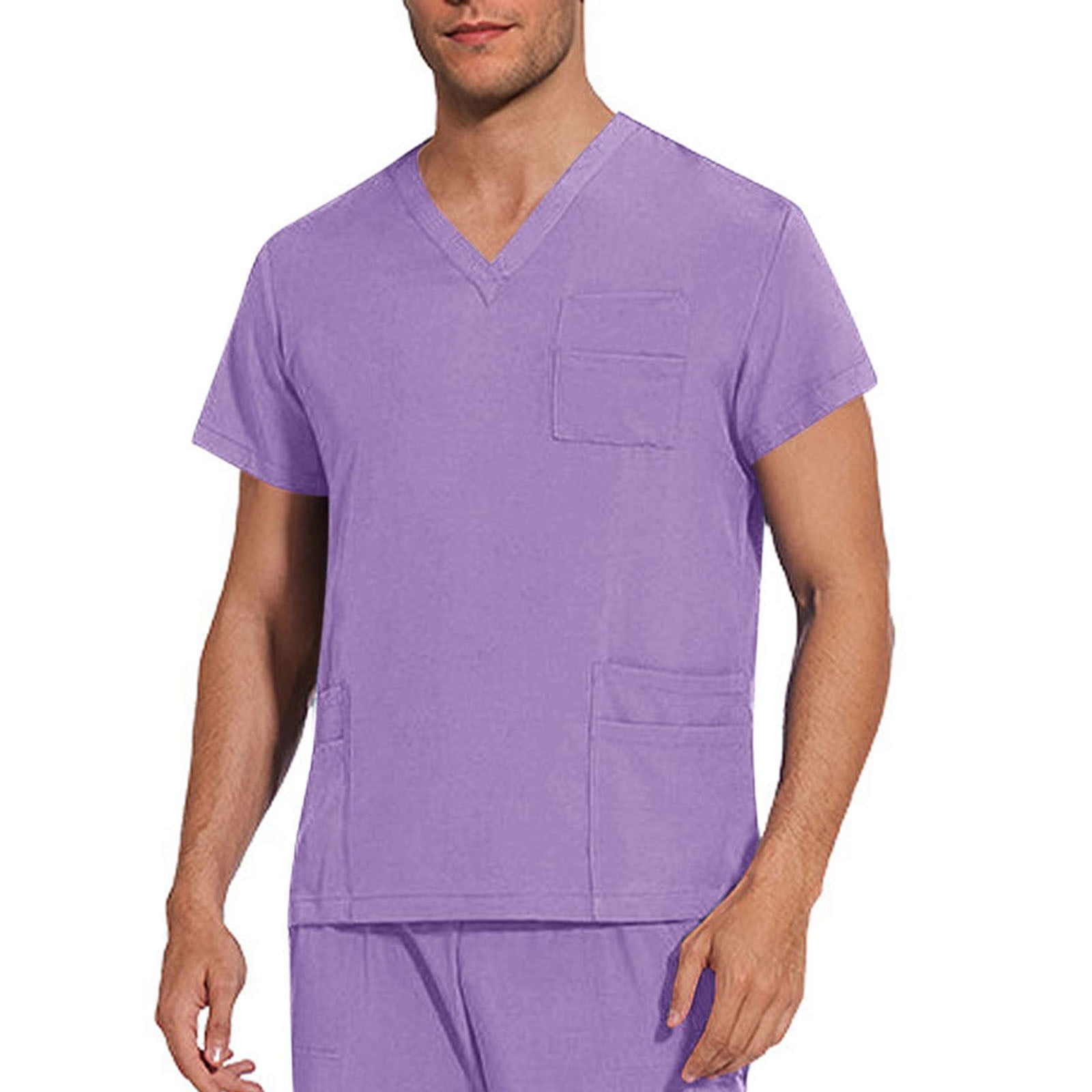 BLCHUNen Scrubs for Men Short Sleeve V Neck Pullover Casual Lightweight ...
