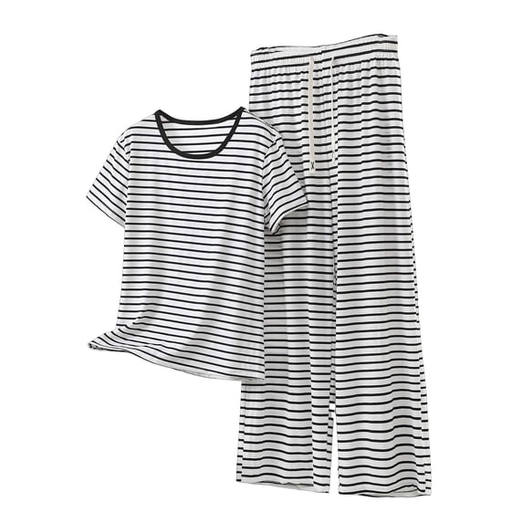 BLCHUNen Striped Pajamas for Women Set Scoop Neck Comfy Loose Tank Tops ...