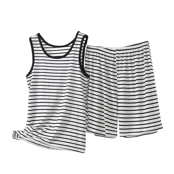 BLCHUNen Striped Pajamas for Women Set Scoop Neck Comfy Loose Tank Tops ...