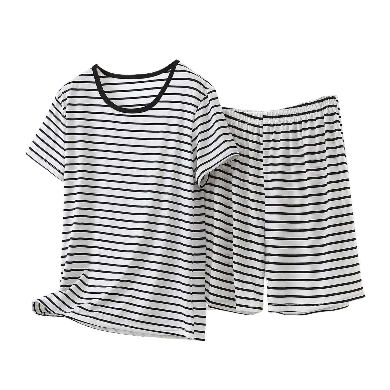 BLCHUNen Striped Pajamas for Women Set Scoop Neck Comfy Loose Tank Tops ...