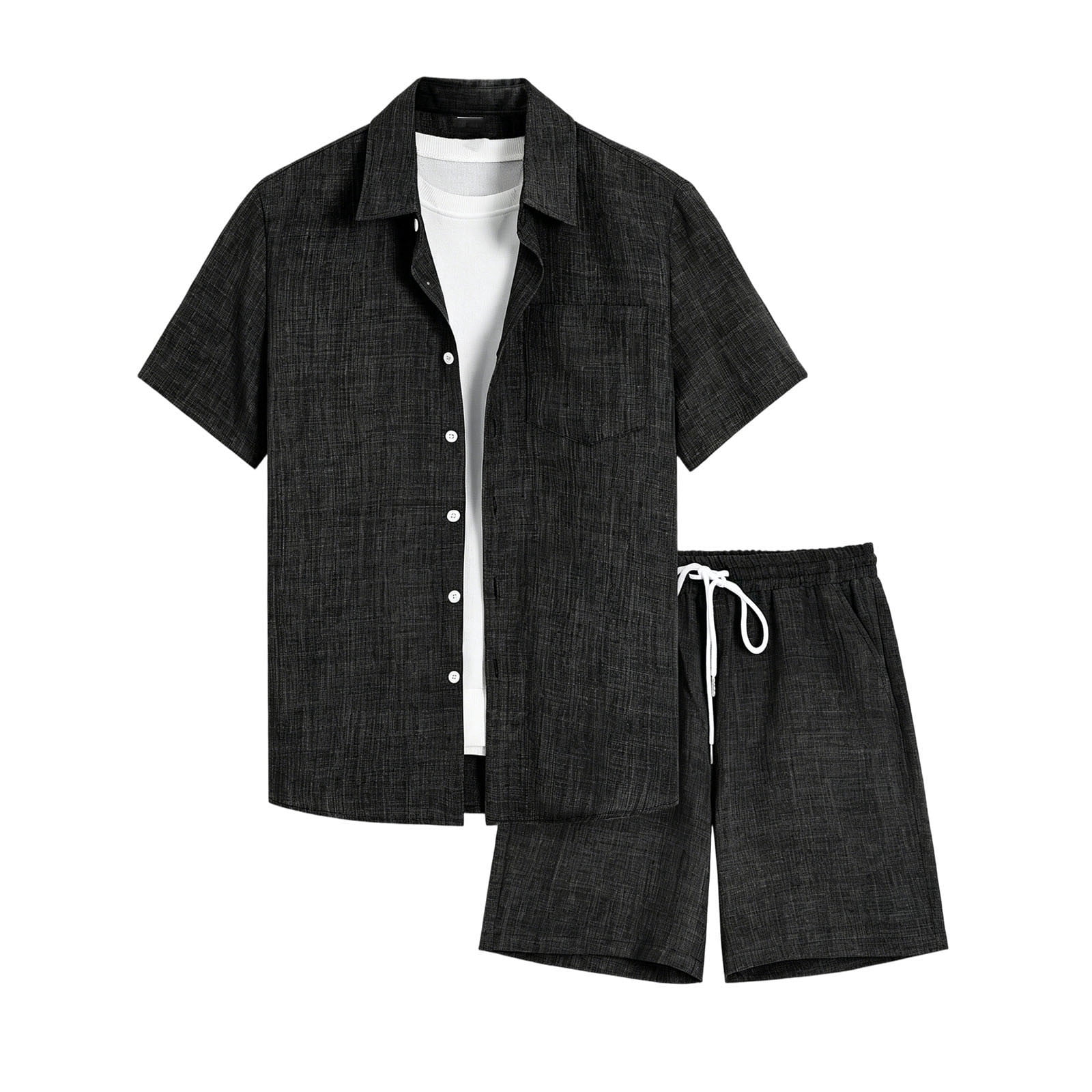 BLCHUNen Summer Outfits for Men Short Sleeve Button down Shirts Loose ...