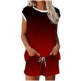 BLCHUNen Summer Outfits for Women Casual Crew Neck Gradient Color T ...