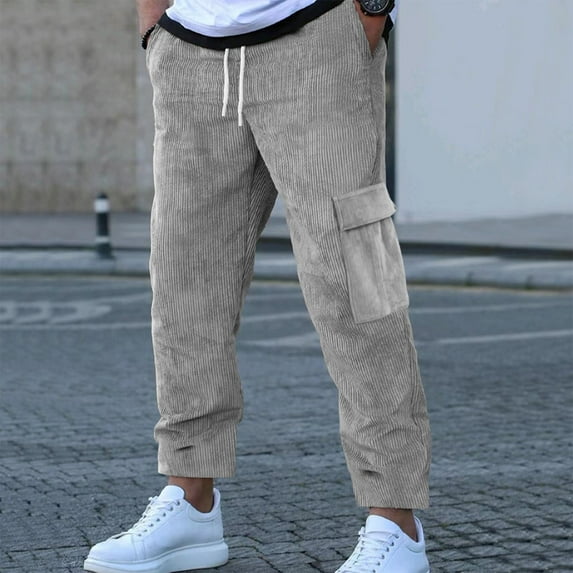 BLCHUNen Sweatpants for Men Casual Corduroy Drawstring Elastic Waist ...
