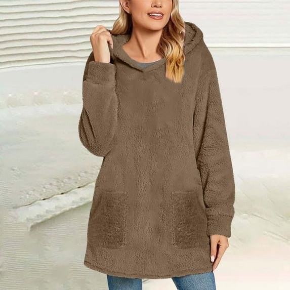 BLCHUNen Sweatshirts for Women Casual Full Zip up Hooded Drawstring ...