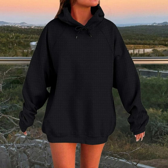 BLCHUNen Sweatshirts for Women Full Zip up Hooded Drawstring Casual ...