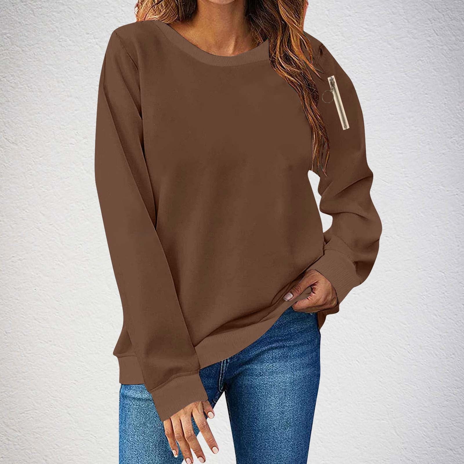BLCHUNen Sweatshirts for Women Turndown Collar V Neck Pullover Casual ...