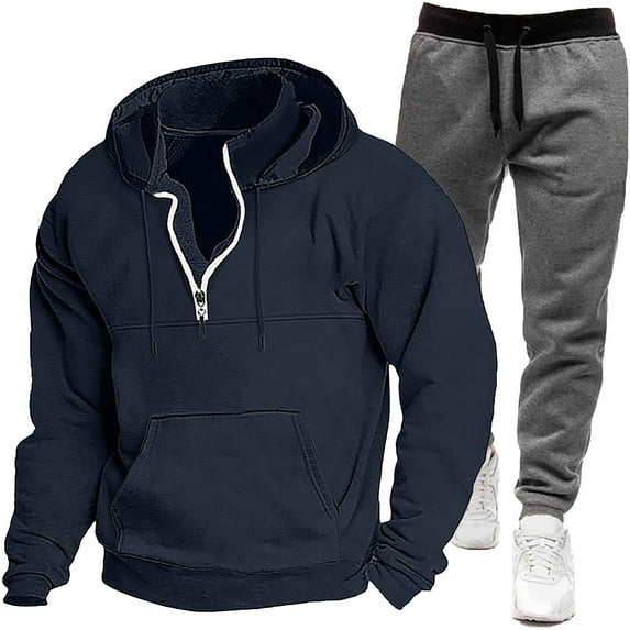 BLCHUNen Sweatsuits Sets for Men Casual Hooded Pullover 1/4 Zip ...