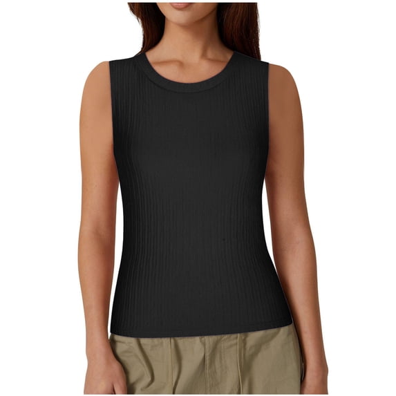 BLCHUNen Tank Tops for Women Sleeveless Textured Crew Neck Tanks Summer ...