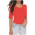 BLCHUNen Tops for Women Half Sleeve Crew Neck Pullover Casual ...