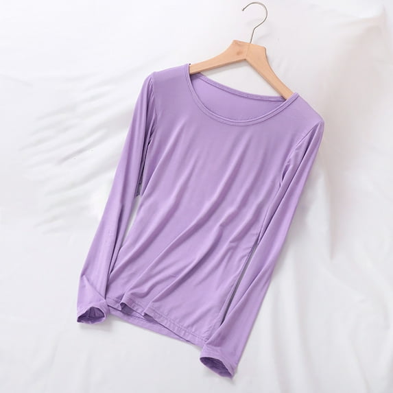 BLCHUNen Undershirts for Women Casual Lightweight Crew Neck Pullover ...