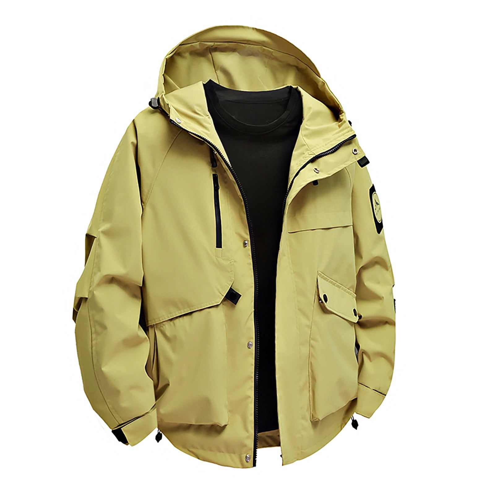 BLCHUNen Windbreaker Jackets for Men Hooded Zipper Drawstring Quick ...