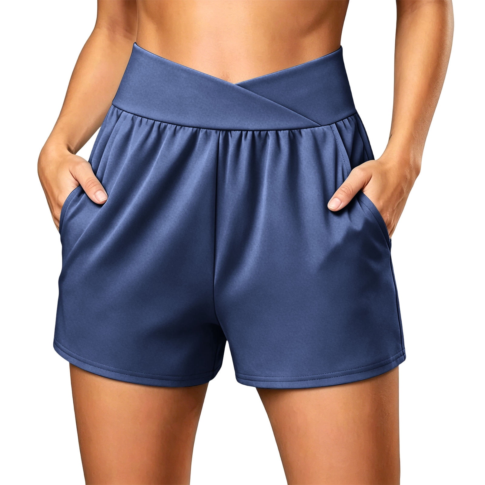 BLCHUNen Womens Athletic Shorts Summer Crisscross High Waisted Loose ...