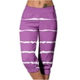 BLCHUNen Womens Capri Pants Low Waisted Summer Casual Striped Beach ...