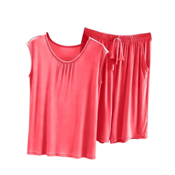 BLCHUNen Womens Pajama Sets 2 Piece Sets Ruched Scoop Neck Tank Tops ...