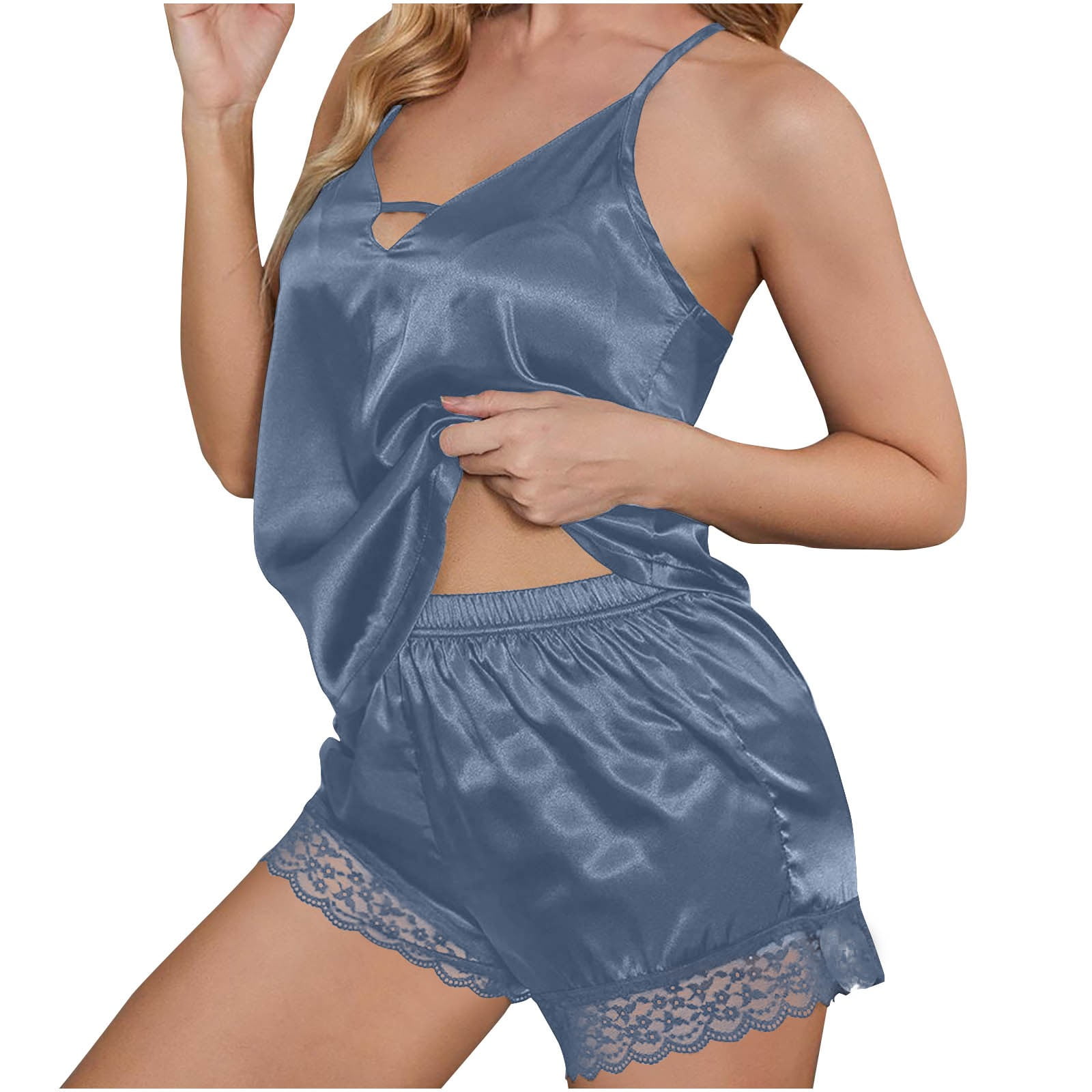 BLCHUNen Womens Pajama Sets Casual Hole V Neck Racerback Camisole Tops ...