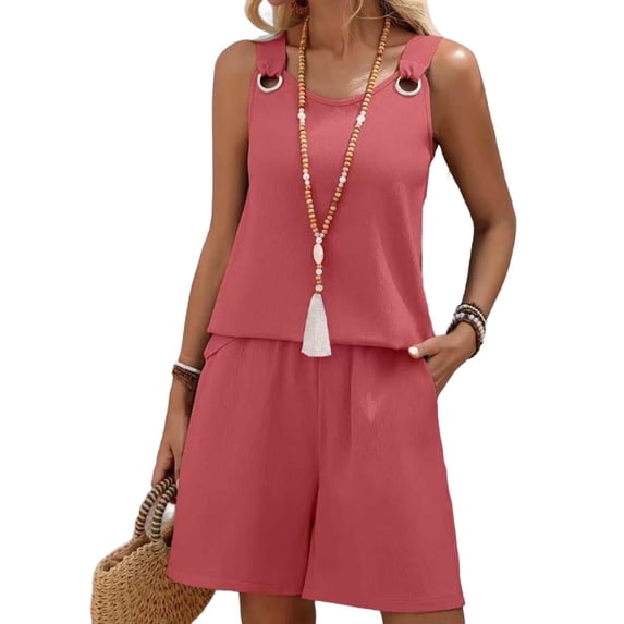BLCHUNen Womens Summer Outfits Casual Sleeveless Ring Shoulder Tank ...