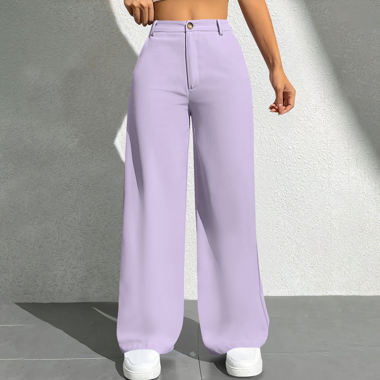 BLCHUNen Work Pants for Women High Waist Straight Leg Button ...