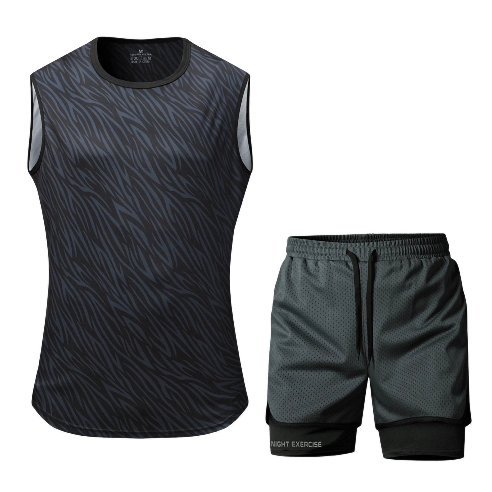 BLCHUNen Workout Sets for Men 2 in 1 Shorts Sleeveless Crew Neck Tank ...