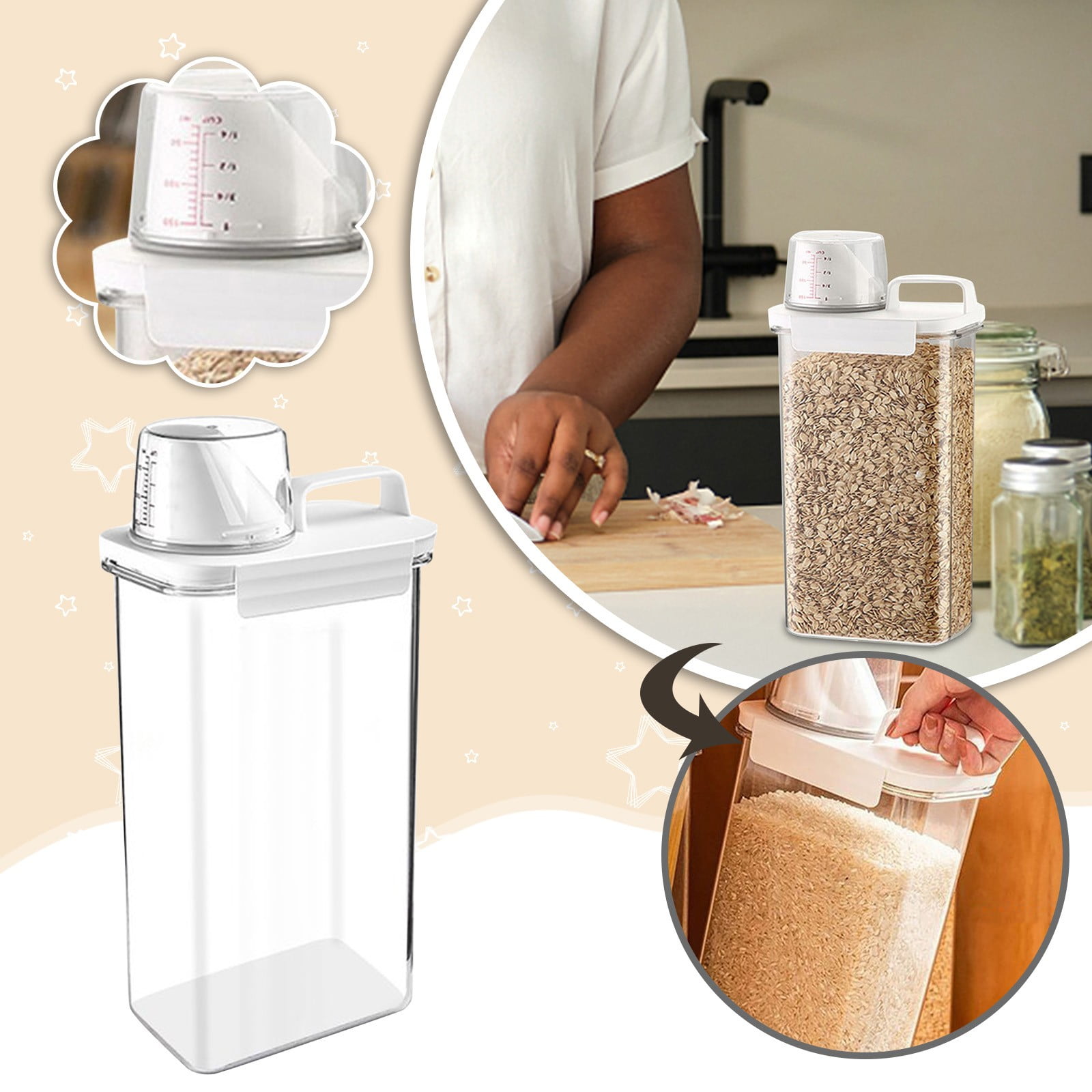 BLCYY Food Storage Plastic Oatmeal Dispenser Storage Box Kitchen Food ...