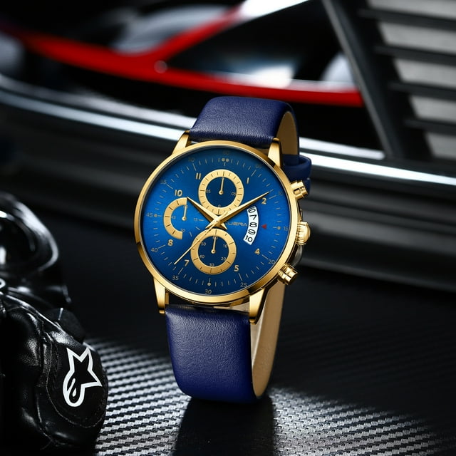 BLCYY Men'S Watch Fashion Sport Men's Stainless Steel Case Leather Band ...