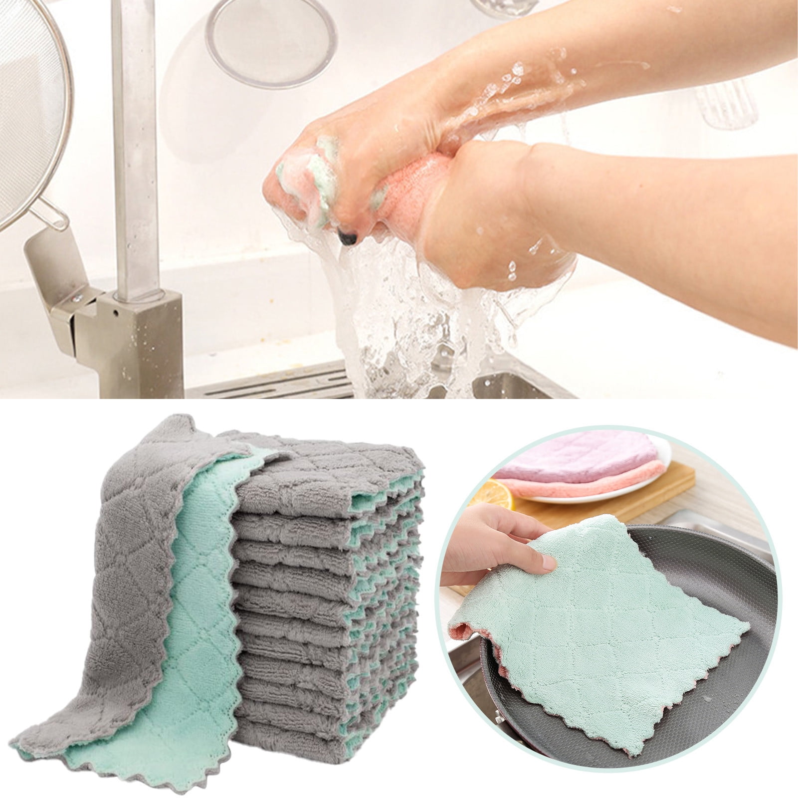 BLCYY Wipes Premium Dishcloths Super Absorbent Coral Velvet Dishtowels ...