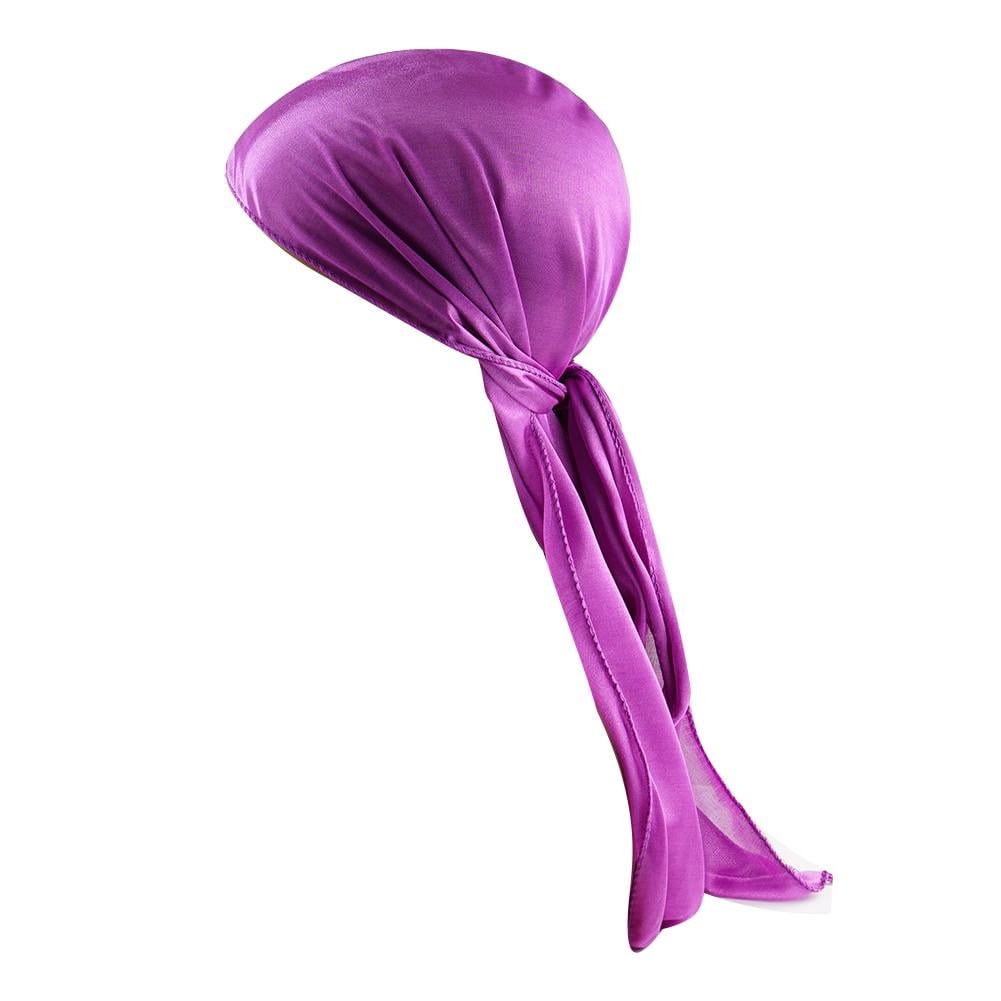 Ble Bandana Doo Durag Headwear Long Tail Soft Silk Pirate Cap Wrap