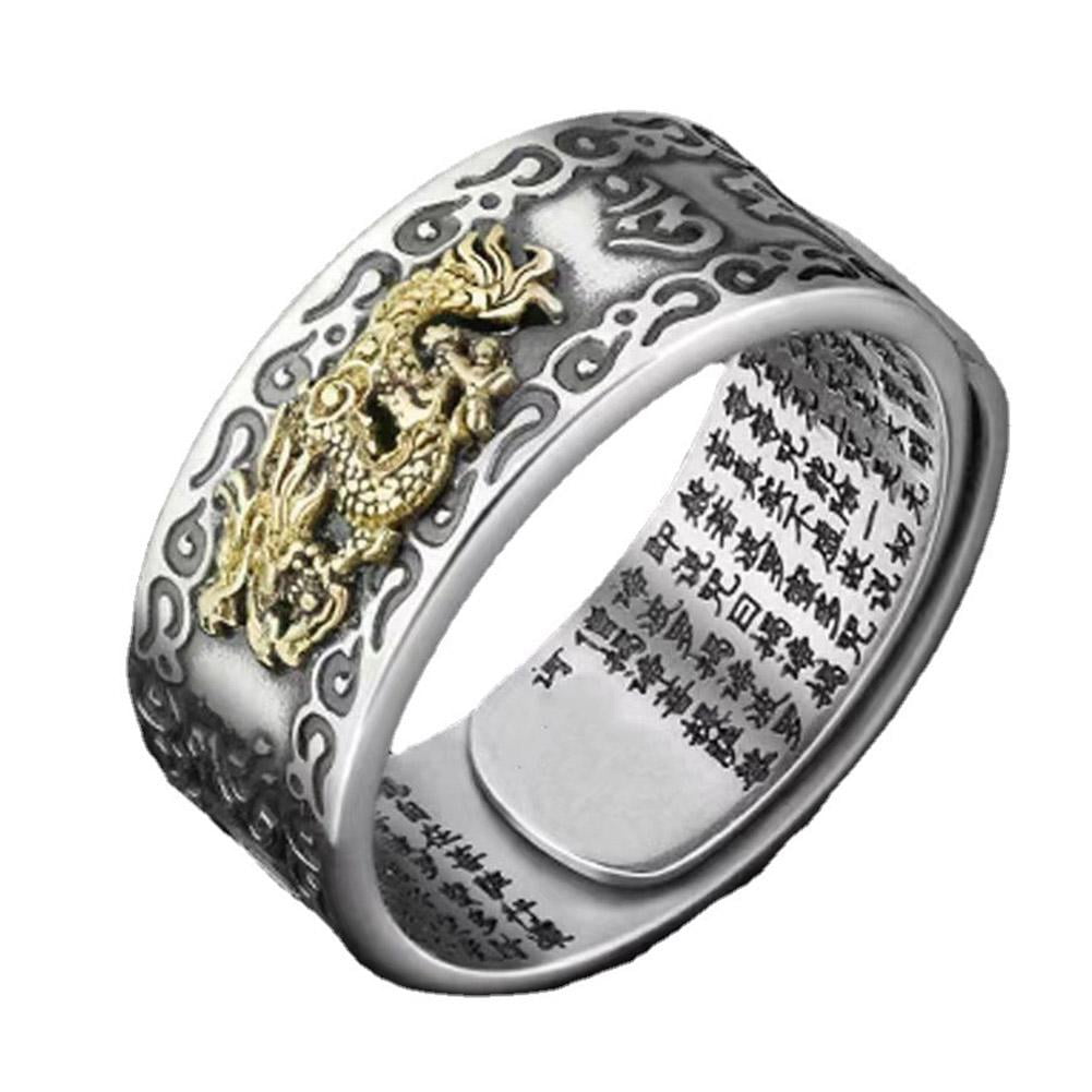 BLE Feng Shui Rings Adjustable Buddhist Mantra Attract Open Wealth ...