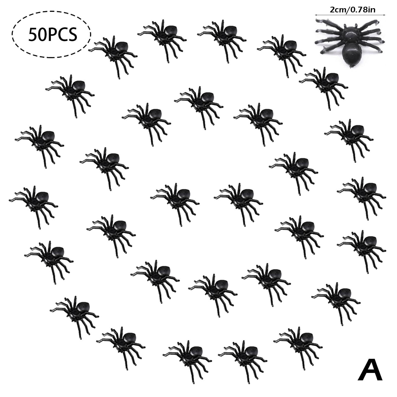 BLE Realistic Halloween Spider Kit 50 Plastic Spiders and Cobwebs for ...