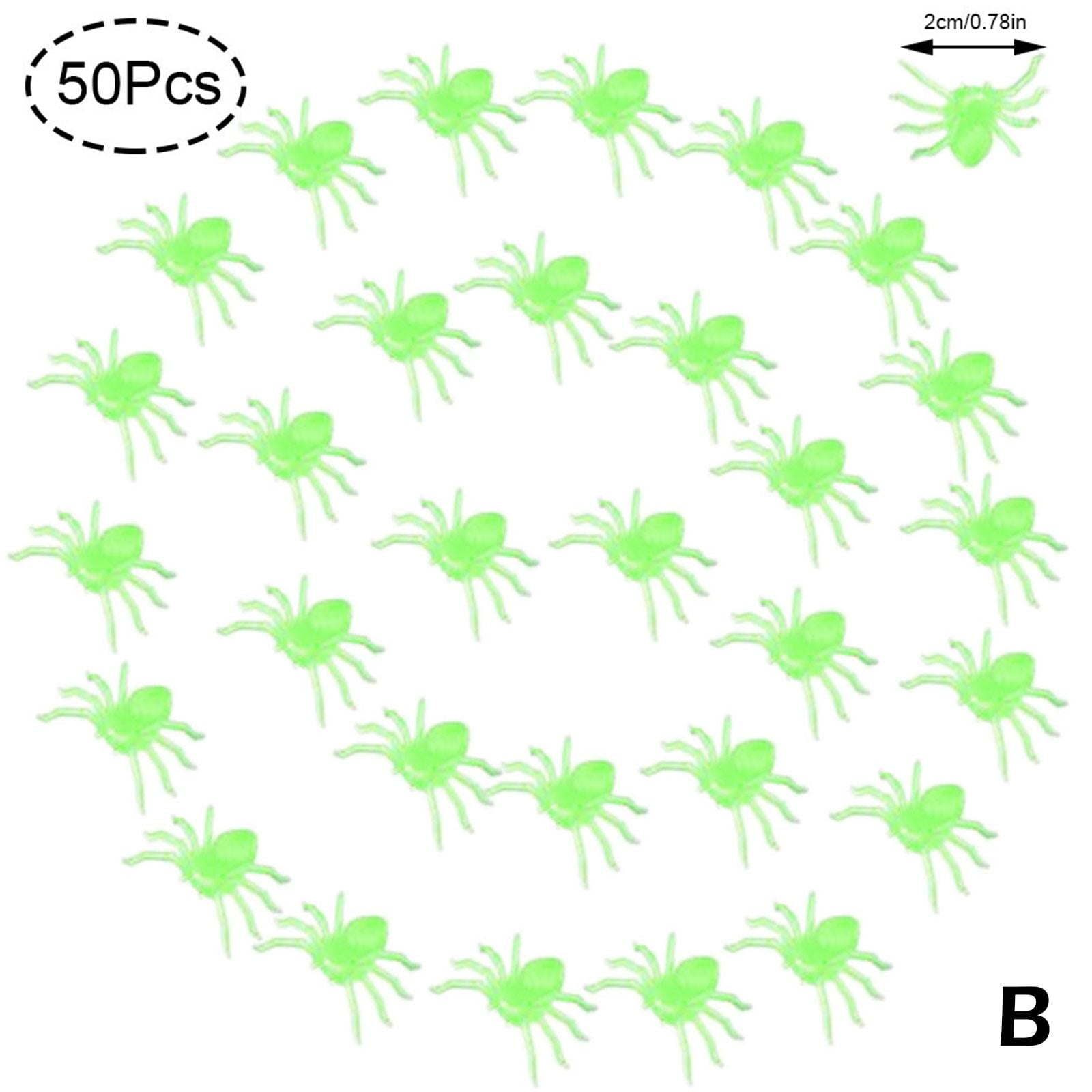 BLE Realistic Halloween Spider Kit 50 Plastic Spiders and Cobwebs for ...