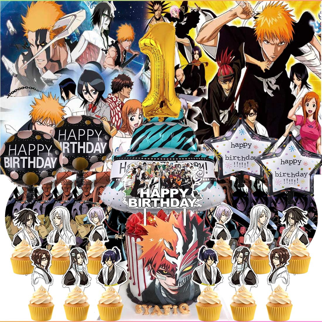 BLEACH 1st Tableware Balloons Cake Toppers Backdrop Banner Supplies ...