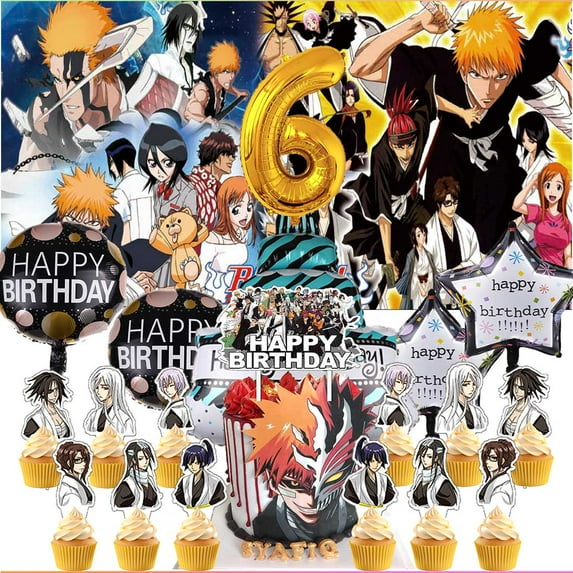 BLEACH Party Supplies Decor 6th Kit Balloons Birthday Cake Topper ...