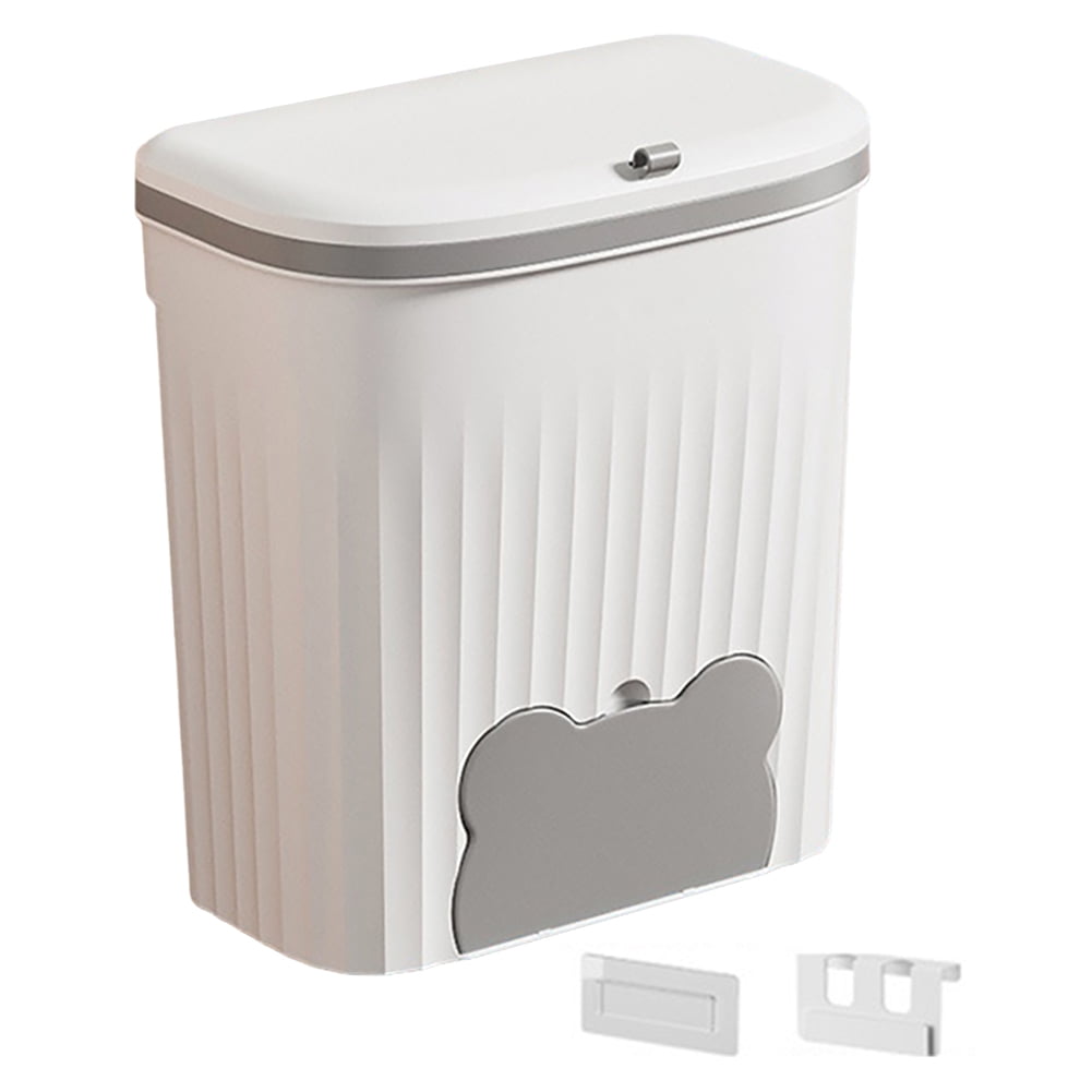 BLEEUS 11L Wall Mounted Trash Can & Lid Household Garbage Bin Kitchen ...