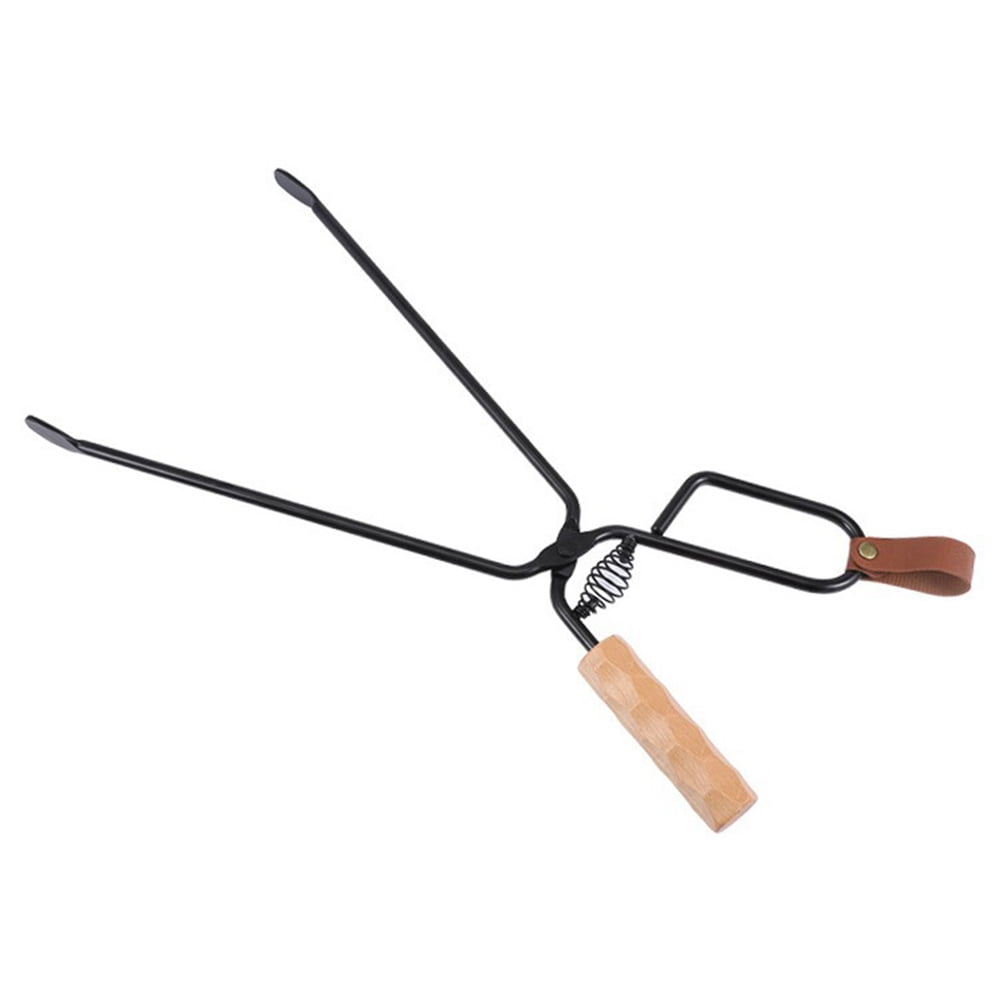 BLEEUS 18 Inch Fire Tongs With Wood Handle Charcoal Clips Fireplace ...