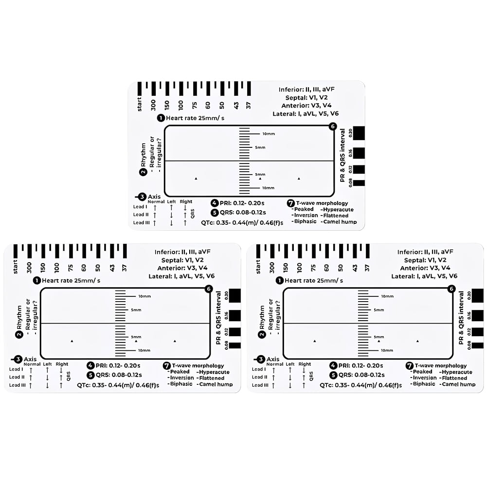 BLEEUS 3Pcs Ecg 7 Step Ruler Portable Ecg Measuring Reference Tool For ...