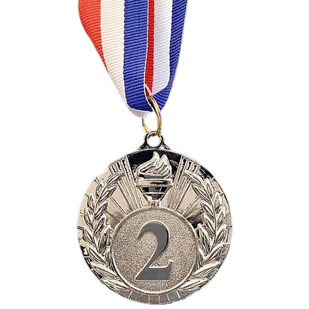 BLEEUS 5cm Silver Medal With Neck Ribbon Winner Award Medals For Ball ...